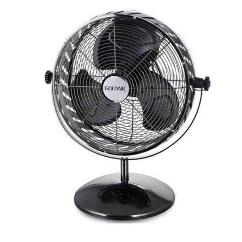Goldair 12 Inch Black Chrome Metal Desk Fan - Friedman & Cohen