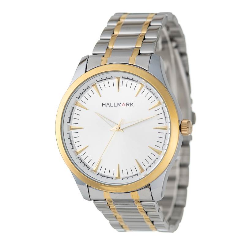 Hallmark Gents Two-Tone Metal Strap White Dial Watch - Friedman & Cohen