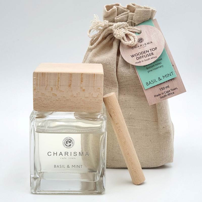 Charisma Wooden Top diffusers, Basil & Mint 150ml - Friedman & Cohen