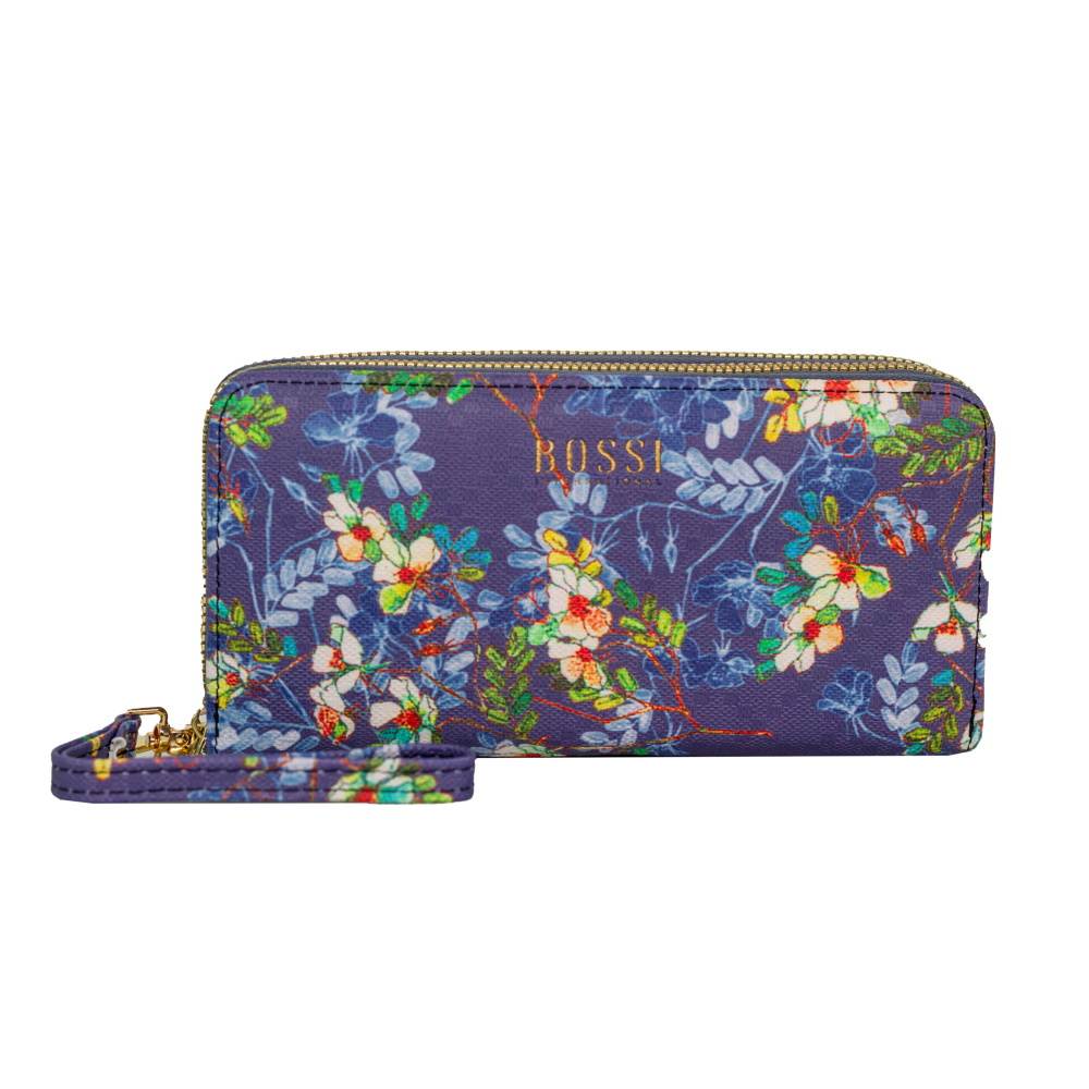 Bossi Roxette PU Double Zipper Purse NAvy - Friedman & Cohen