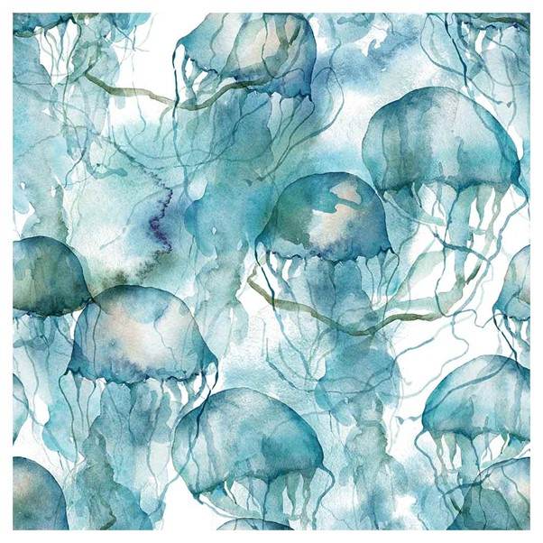 Blue Ocean Watercolour Jellyfish Scatter Cushion - Friedman & Cohen