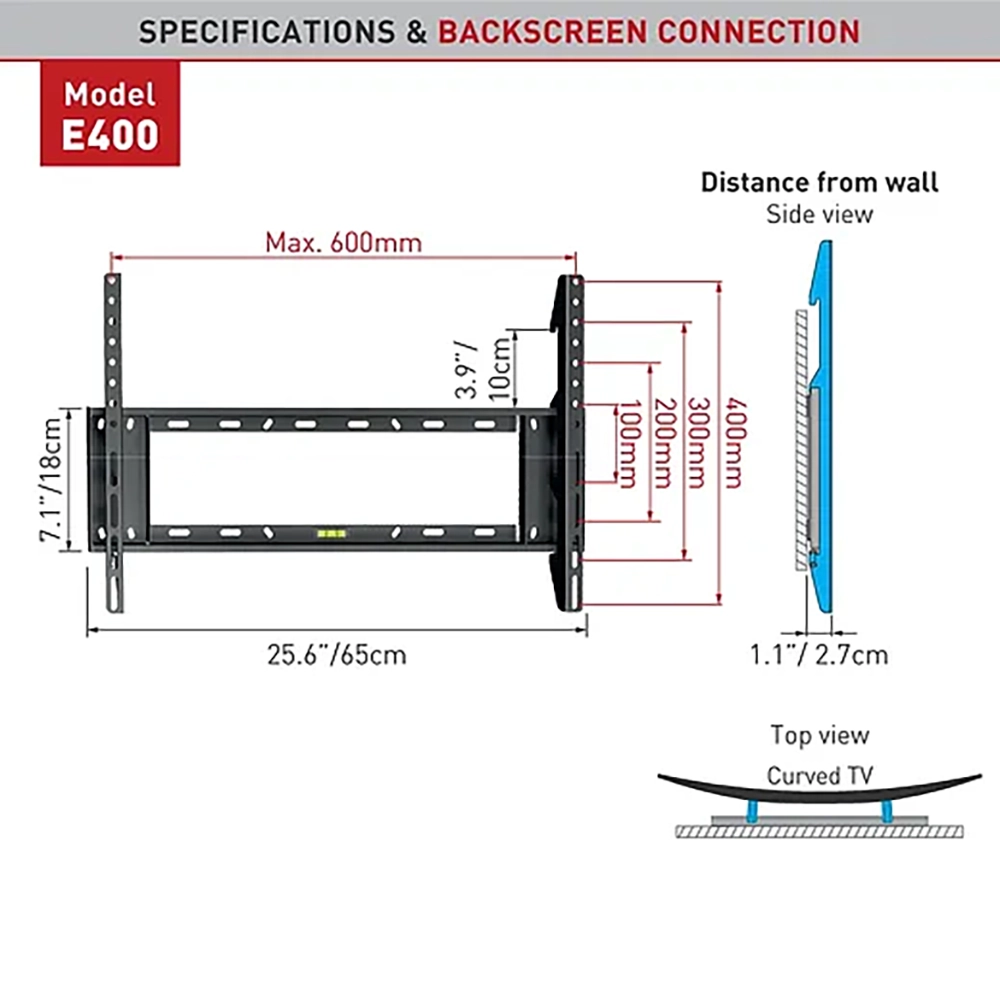 Barkan E400 Flat / Curved TV Wall Mount - Fixed - Friedman & Cohen