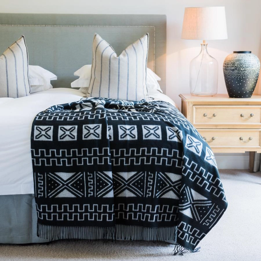 My Africa Mali Mud Cloth Throw - Black/Natural - Friedman & Cohen