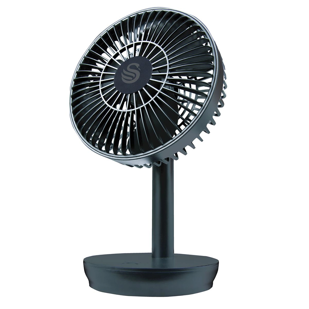 Swan Stealth Black 15cm Rechargable Desk Fan - Friedman & Cohen