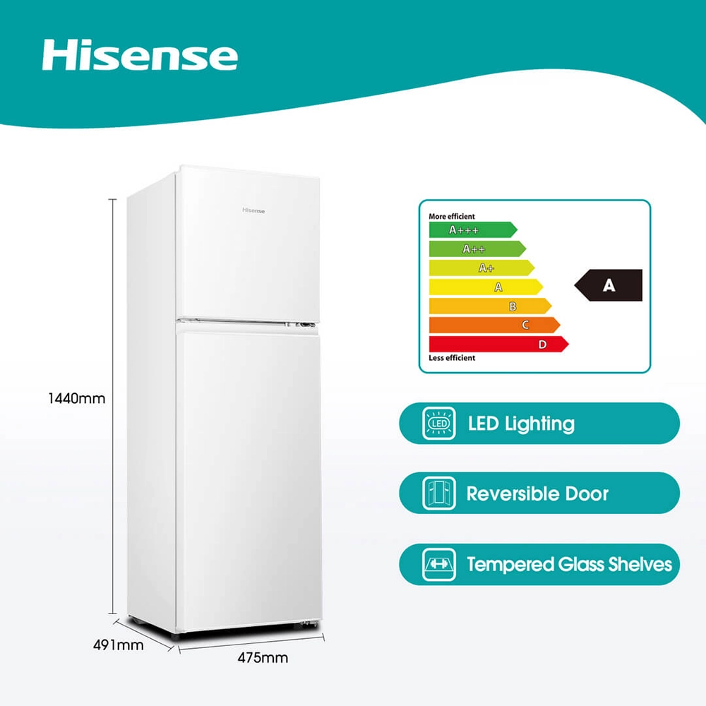 Hisense 154L Combi Refrigerator With Top Freezer - White - Friedman & Cohen