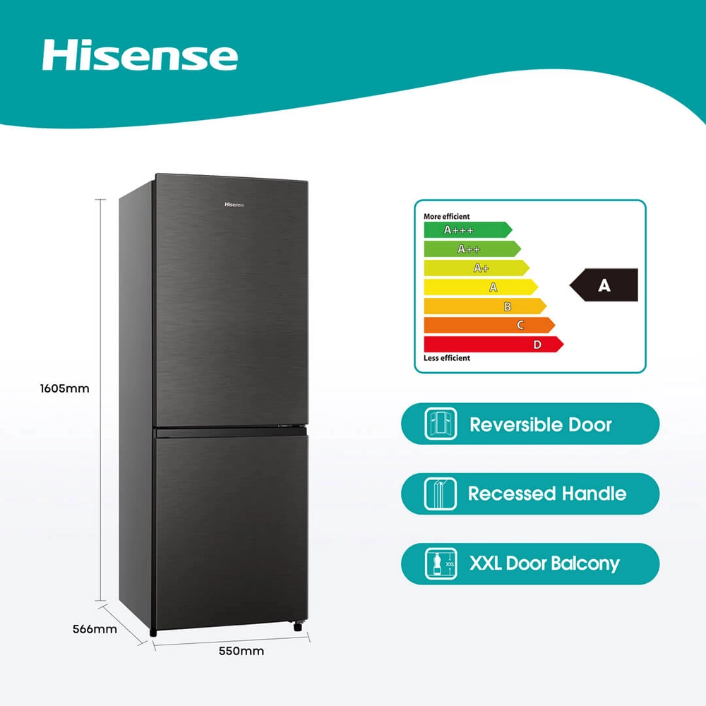 Hisense 223L Inox Fridge/Freezer- H310BIT - Friedman & Cohen