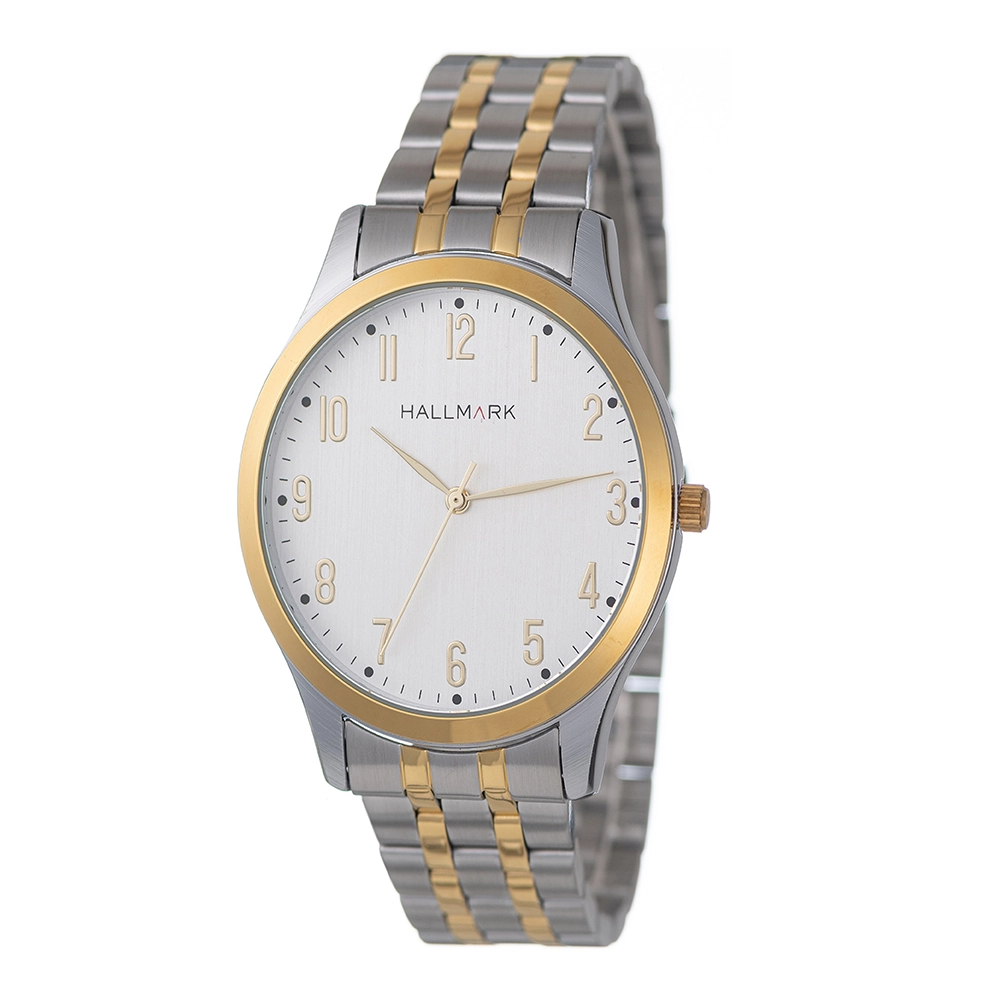 Hallmark Gents Two-Tone Metal Strap White Dial Watch - Friedman & Cohen
