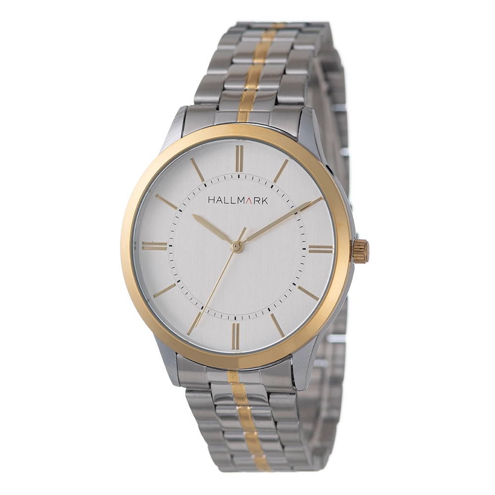 Hallmark Gents Two-Tone Metal Strap White Dial Watch - Friedman & Cohen