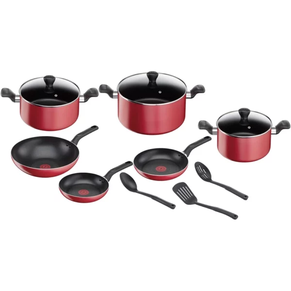 Tefal Super Cook 12 Piece Cookware Set Red - Friedman & Cohen