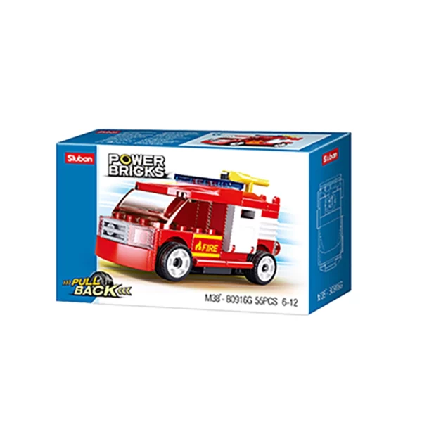 Sluban Power Bricks - Pullback Fire Truck (55.00Pcs) - Friedman & Cohen